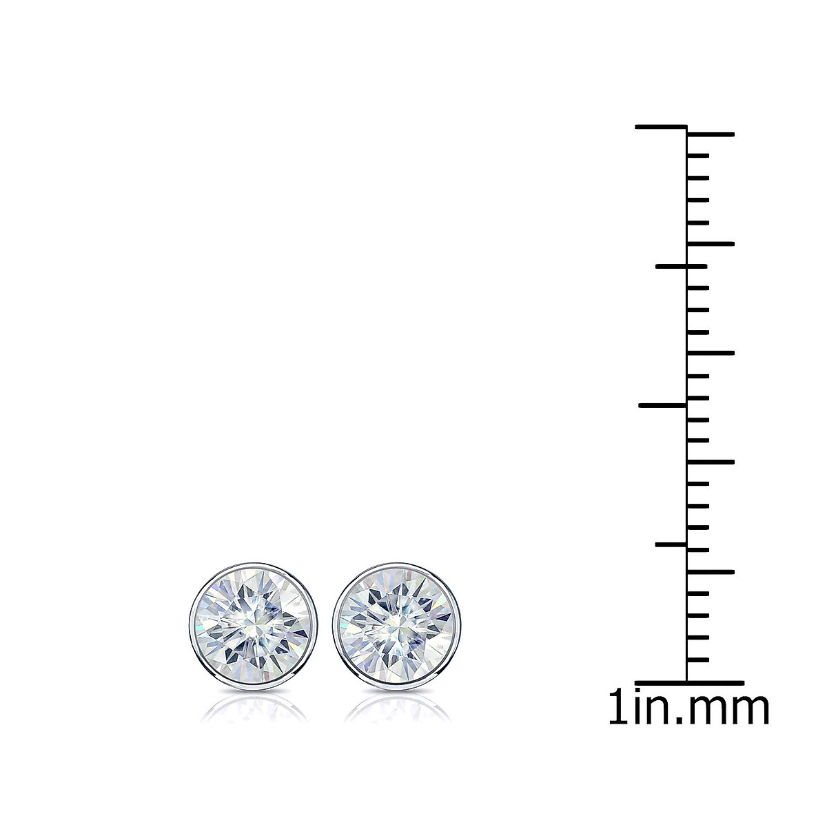 Diamond Wish 1 Carat Moissanite Round Stud Earrings in 14k Yellow Gold (J-K, 5 mm, TGW) Bezel Set Screw Back