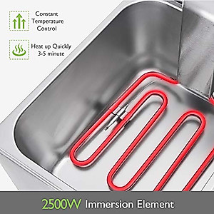 ARLIME Deep Fryer with Basket, 1700W Stainless Steel Electric Countertop Deep Fryer, 6.4 Quart Oil Container & Lid, Adjustable Temperature, Large Frying Machine Perfect for Chicken French Fries