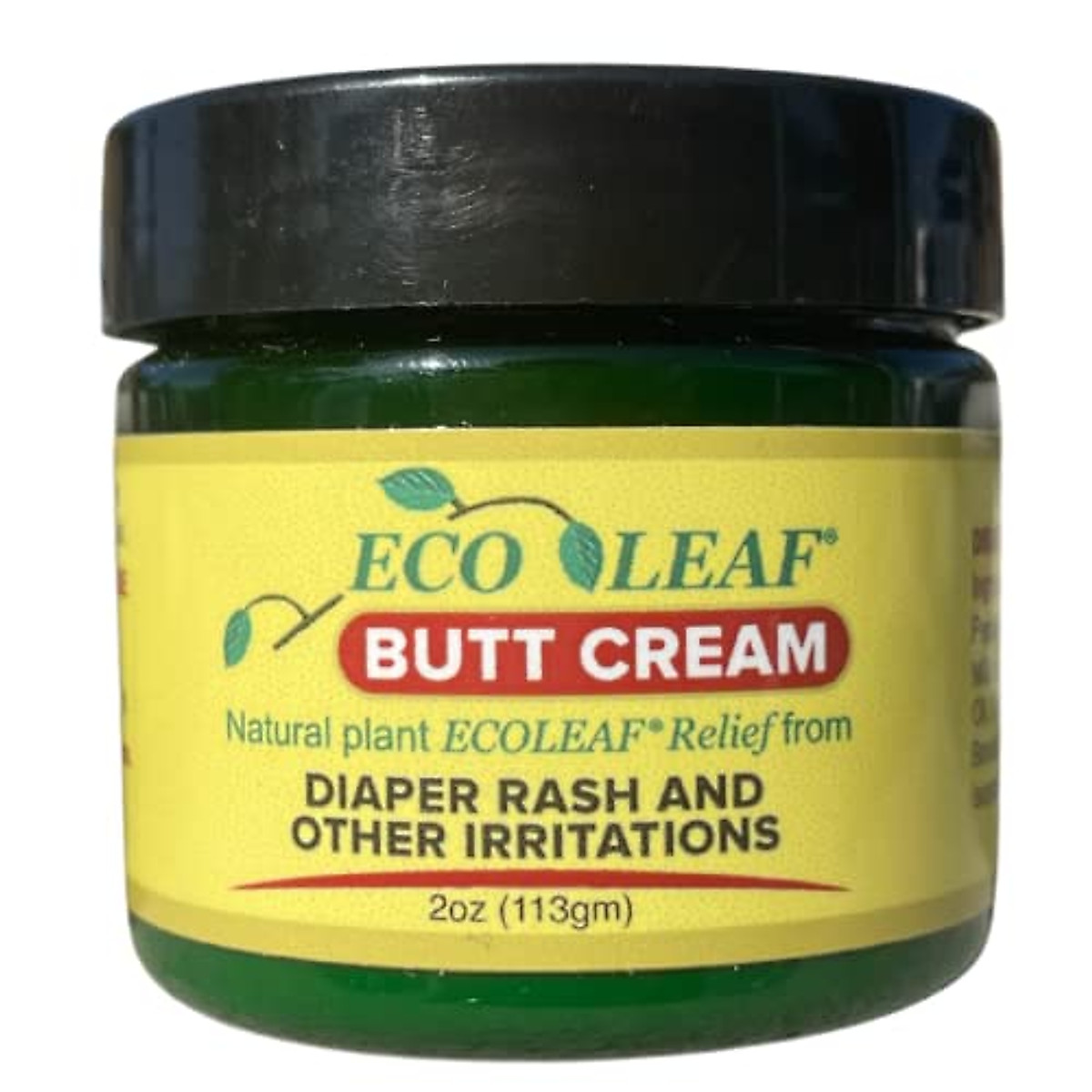 ECOLEAF Butt Cream Symptomatic Rash Relief | Made in the USA with Organic Plant Extracts & Oils | Great for Diaper Rashes, Chafing, Burns, Cuts, Itching | Designed for Babies, Kids, Adults, Athletes