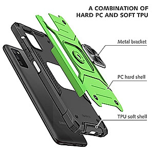 HNHYGETE Samsung Galaxy A03s Case, Samsung A03s Case, with HD Screen Protector, 360°Military Grade Rotatable Kickstand (Heavy Duty) Shockproof Protective Cases for Samsung Galaxy A03s (Green)