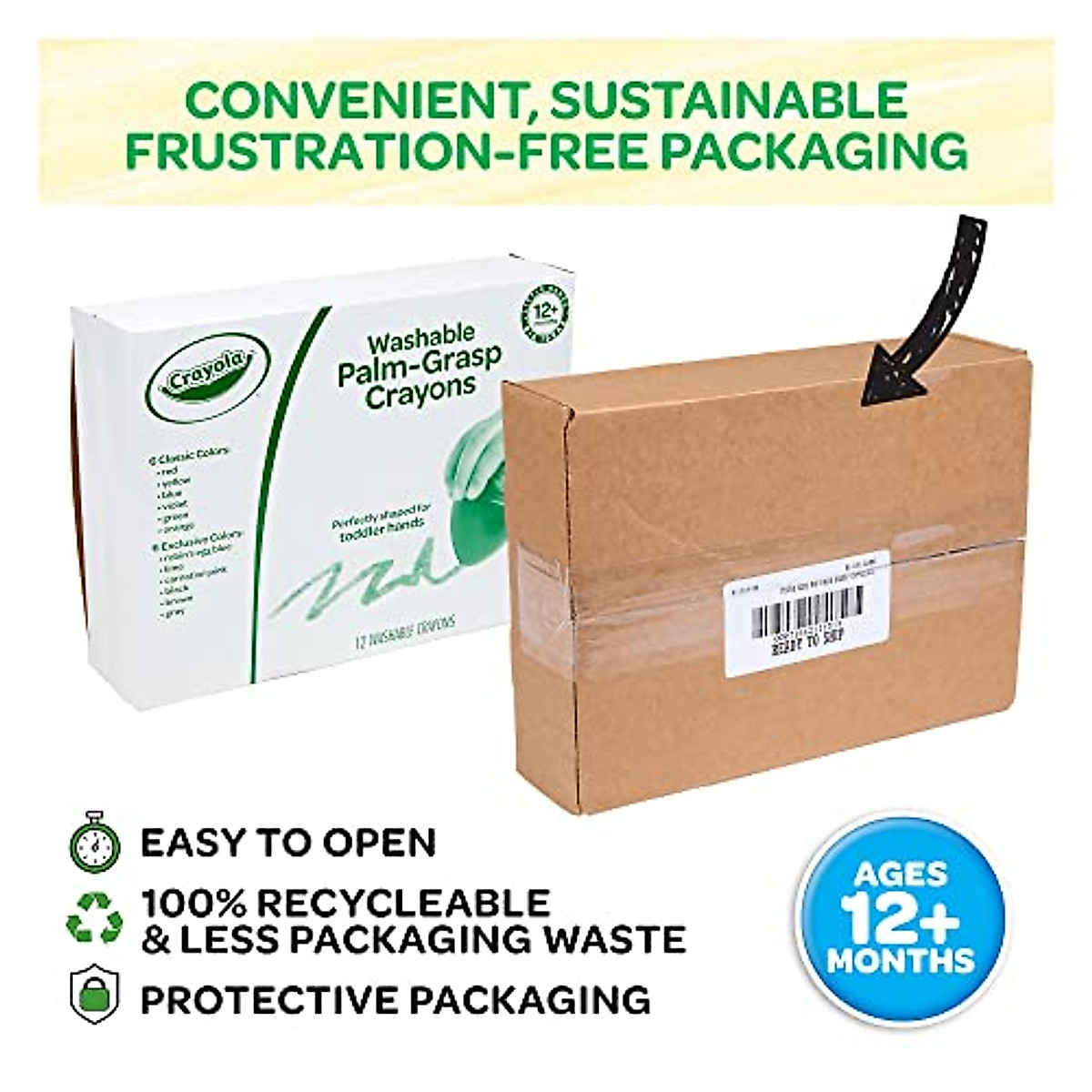 Crayola Egg Crayons (12ct), Washable Toddler Crayons, Jumbo Crayons for Toddlers, Preschool Art Supplies, Toddler Gifts, Ages 1+