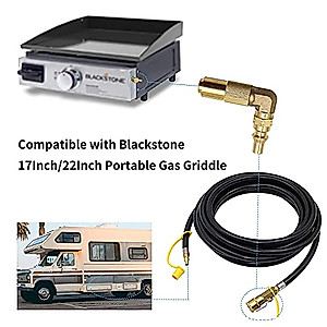 Hooshing 1/4 Inch RV Quick Connect Elbow Adapter Conversion Fitting Low Pressure for Blackstone 17 Inch and 22 Inch Propane Gas Tabletop Camping Grill