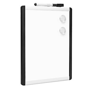 Amazon Basics Small Dry Erase Whiteboard, Magnetic White Board with Marker and Magnets - 8.5" x 11", Plastic/Aluminum Frame