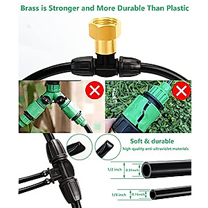 POANES Drip Irrigation Kit, 100FT Garden Watering System with 40FT 1/4 inch and 60FT 1/2 inch Blank Distribution Tubing Hose Distribution Tubing Adjustable Nozzle Emitters Sprinkler Barbed Fittings