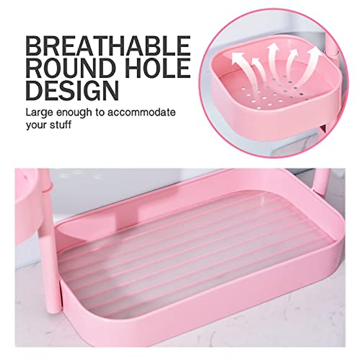 KINGRACK 3 Tier Bathroom Counter Organizer Rotatable, Metal Makeup Cosmetic Storage Holder, Standing Storage Rack, Vanity Trays Countertop Organizer for Perfume Skincare Supplies and Decor, Pink