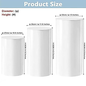 3Pcs Cylinder Pedestal Stands，for Parties Pedestal Display Plinth Pillars Dessert Table for Wedding Ceremony Birthday Party Art Decor 23.6''(L),21.6''(M),19.6''(S)