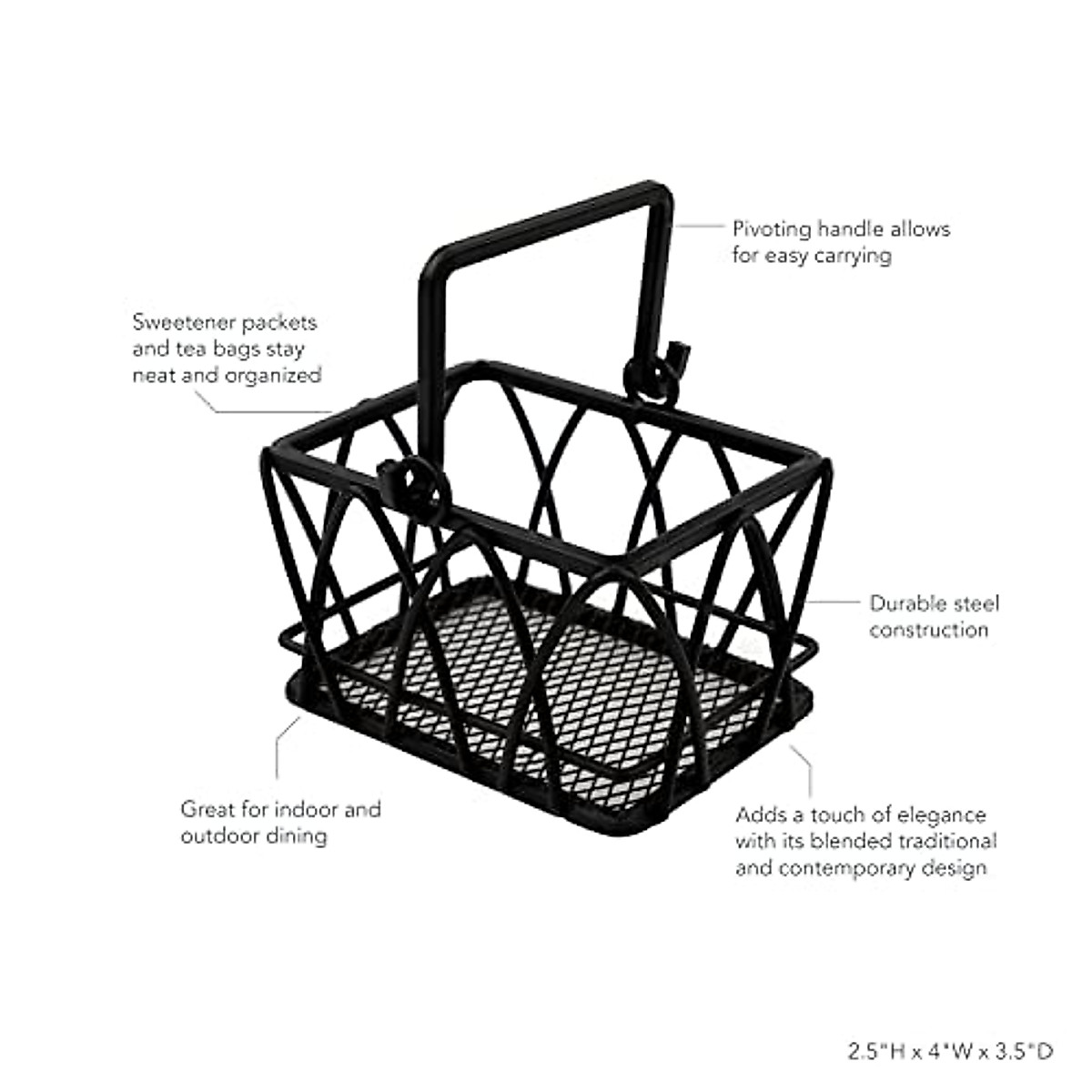 Spectrum Diversified Twist Sugar & Sweetener Holder Sugar Packet Basket, Coffee Accessories for Restaurants & Homes, Tea Bag Holder & Coffee Station Organizer, Black