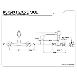 Kingston Brass KS7241BL English Country Bathroom Faucet, Polished Chrome, 10.31 x 5.06 x 2.31