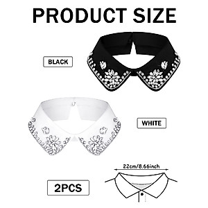 2 Pcs Fake Collar Detachable Collar Half Shirt Blouse Diamond Jewel Faux Collar Rhinestone False Collar Top for Women Girls (Rhinestone)