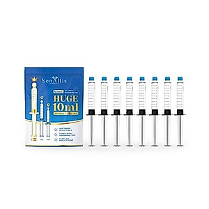 Eight (8) Huge 10mL Syringes SenAllis Cosmetics Teeth Whitening Gel, 80mL 35% Gel Syringes, Fast & More Effective Than Teeth Whitening Strips, Refills Gel Compatible with Most Teeth Whitening Kits