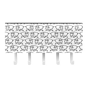 Cute Simpe Black White Sheep Pattern Rack Organizer with 5 Hooks Wall Bathroom Kitchen Shelf Rack Multifunctional Storage Shelf