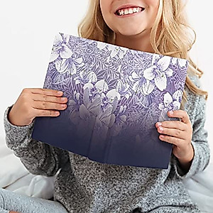 Tongluoye Purple Flowers Book Cover Protector for Girls Fashion Book Covers for Soft Cover Books with Ribbon Bookmark Made of Durable Polyester Materials Lightweight Book Pouch for Women Gifts