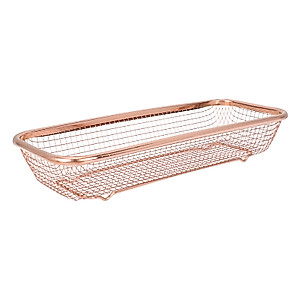 Cabilock Desktop Utensil Basket Utensil Drawer Organizer Chopsticks Storage Basket Cutlery Tray Silverware Flatware Kitchen Utensil Cutlery Tray for Home Shop Rose Gold