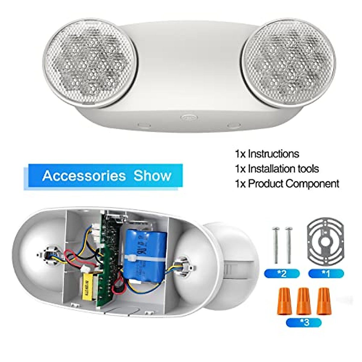SPECTSUN 8 Pack LED Exit Emergency Light Combo with Battery Backup-US Standard Commercial Corded Emergency Exit Sign Lights for Home Power Failure,UL 924 Certified,Elm2 Emergency Lighting Exit Signs