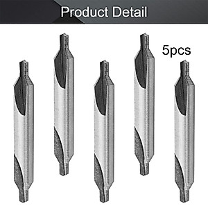 Utoolmart 5 Pcs Center Drill Countersink Lathe Bit Mill Tool, Combined Drills Plain Type Imperial, 1/4-inch Combined Countersinks Drills Set Tool, HSS-6542 Countersinks