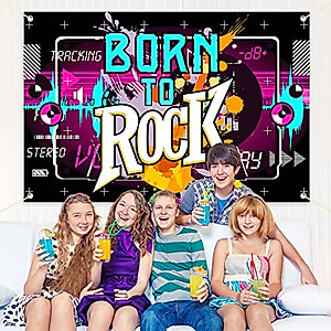 HAMIGAR 6x4ft Born To Rock Banner Backdrop - Rock and Roll Birthday Decorations Party Supplies