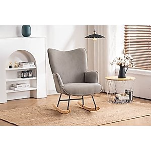 Devion Furniture Shaman Rocking Chair, Wood,Gray 26D x 31W x 37H in