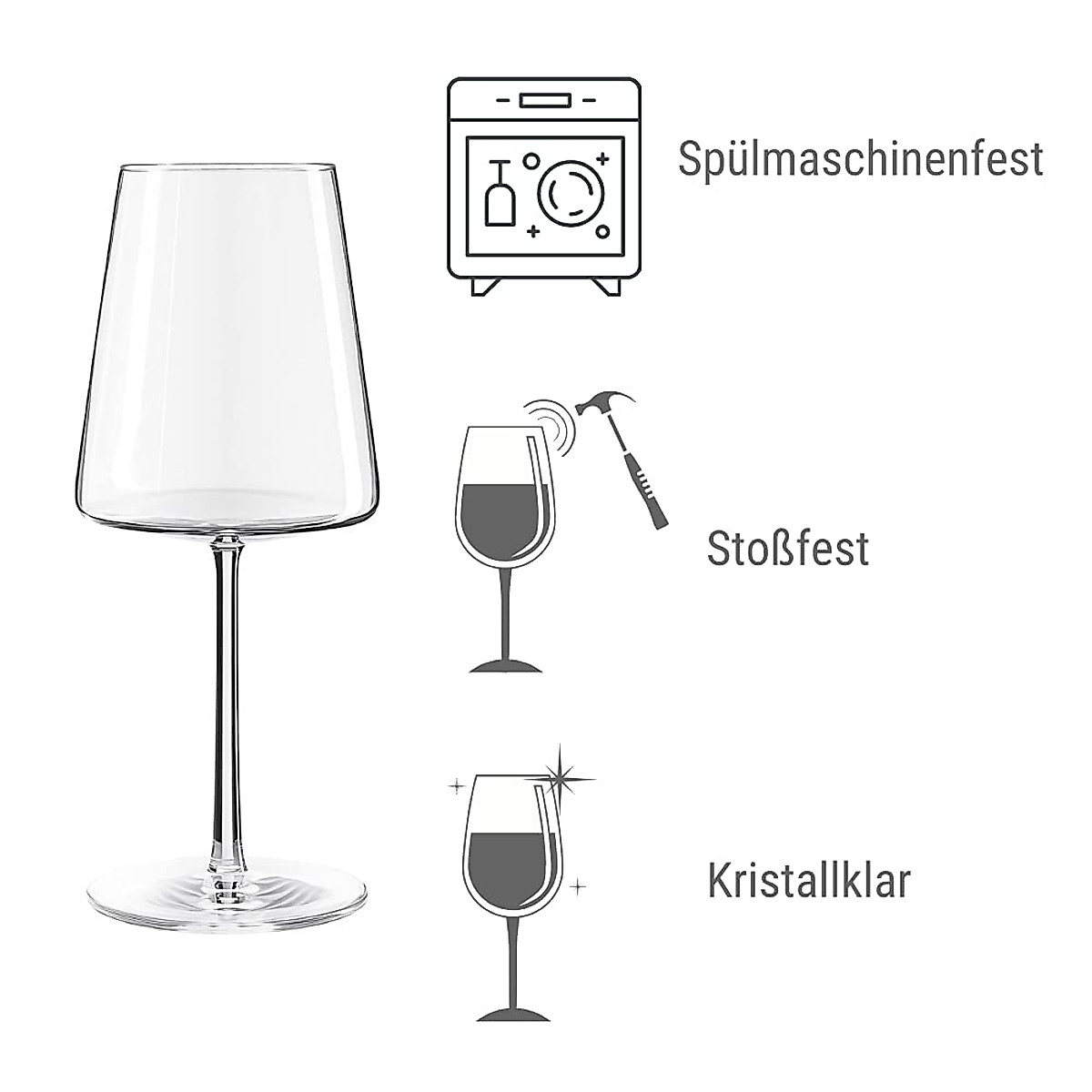 Stölzle Lausitz Power Red Wine Glasses 517 ml, Set of 6 Red Wine Glasses, Dishwasher-Safe, Lead-Free Crystal Glass, Elegant and Shatter-Resistant