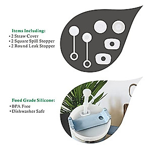 6pcs Spill Proof Stopper, Compatible with Stanley Cup 1.0 40oz/ 30oz, Tumbler Accessories, Including 2 Straw Cover Cap, 2 Square Spill Stopper and 2 Round Leak Stopper