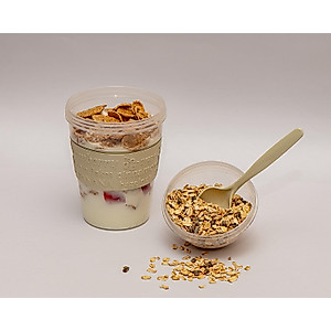 20 OZ Overnight Oats Container With Lid and Fruit Peeler, Meal Prep, Parfait Cups, Plastic Storage With Lids, Salad for Lunch, Yogurt,Crunch Cup,Colorful Set of 2 & Blue Fruit Peeler