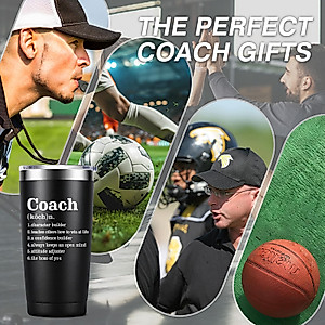 Soccer Coach Gifts for Men, Football, Baseball, Softball, Swim, Basketball, Cheer - Funny Coach Noun Definition Gift Idea for Appreciation, Christmas, Birthday, 20oz Insulated Coach Tumbler, Black