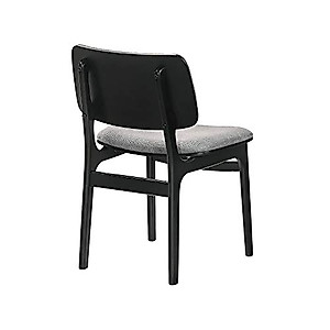 Armen Living Lima Wood Dining Accent Chairs Finish Fabric-Set of 2, 20" Wide, Black/Grey
