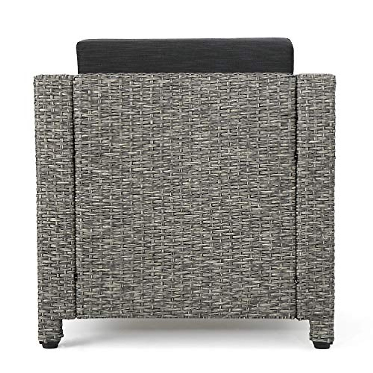 Christopher Knight Home Puerta Outdoor Wicker Club Chair with Water Resistant Cushions, Mixed Black / Dark Grey