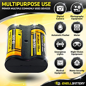 Exell Battery 2CR5 245 6V Photo Lithium Cell Replaces 2CR5 DL245 EL2CR5 2CR5M