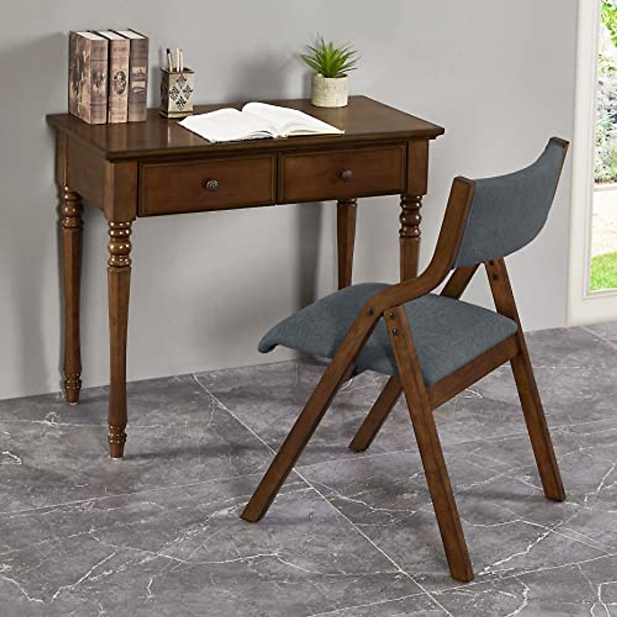 Ball & Cast Modern Folding Chairs Foldable Dining Chairs Set of 2, 18" Seat Height, Dark Grey