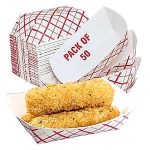 Concession Essentials 1lb Paper Food Trays. Heavy Duty, Grease Resistant. 1 Lb Paper Food Trays.50 Pack. Perfect for Carnivals and Concession Stands.