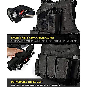 YAKEDA Outdoor Tactical Airsoft Vest Adjustable Fit Adult (Black)