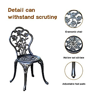 JARDIN DE CENTENNIAL Patio Bistro Set.Rust-Resistant Cast Aluminum Bistro Table Set with Umbrella Hole for Backyard (Rose Copper)