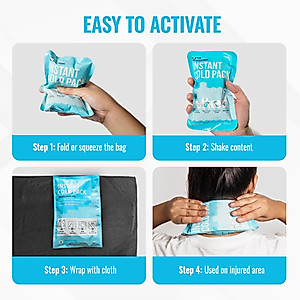 ICEWRAPS 4x7 Instant Cold Pack - Bulk Box of 50 | Cold Compress Instant Ice Pack for Emergency | Disposable Ice Packs for Injuries | Instant Breakable Ice Packs for First Aid and Sports
