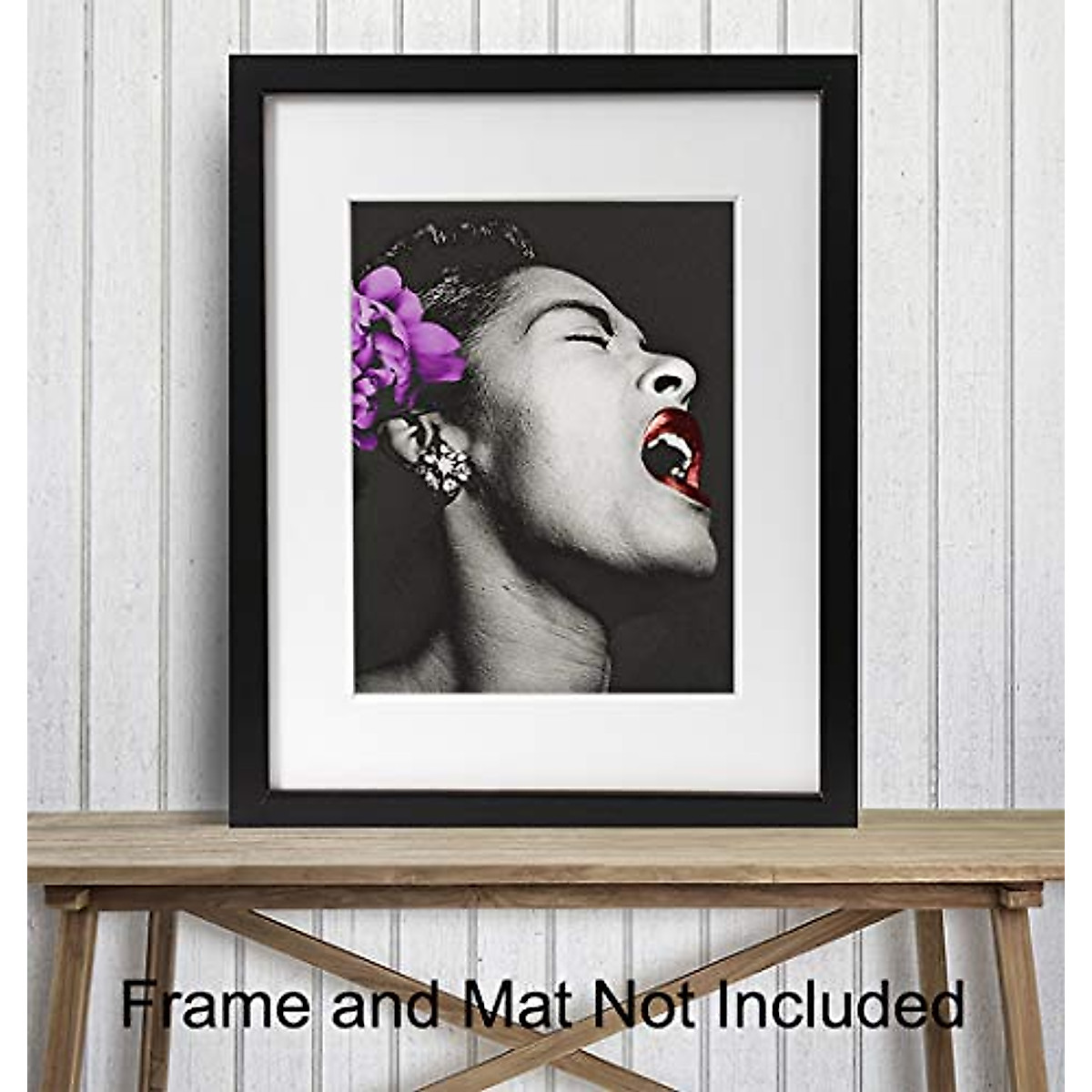 Billie Holiday Poster - African American Wall Art - Black Wall Decor - Gift for Singer, Performer, Black History - 8x10 Wall Art for Bedroom, Living Room, Jazz Music Studio - Lady Sings the Blues