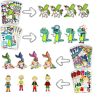 100 Sheets Make Your Own Stickers for Kids with 25 Designs, Animals Mix, Mermaids, Princess, Prince and More, Reward of Festival, Children Art Craft, School, Party Favors