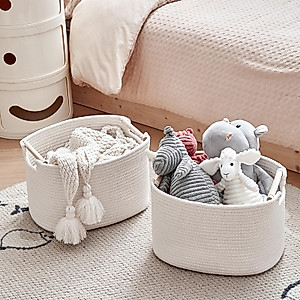 R RUNKA 3 Pack Storage Basket for Cabinet and Toy Organization - 13"x9.8"x8.7" Baskets for Storage - Baby Toy Bin - Toy Storage Organizer - Ideal for Empty Gift Baskets to Fill-White