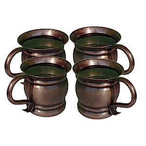 PARIJAT HANDICRAFT Pack of 4 Pure and Authentic Old Fashioned Handcrafted Copper Moscow Mule Mug/Glasses Capacity 14 Ounce