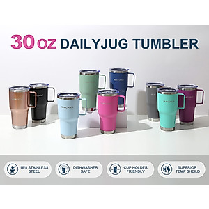 DLOCCOLD 30 oz Tumbler with Handle, Stainless Steel Insulated Travel Coffee Mug with Lid and Straw, Thermal Coffee Cup for Hot&Cold Drinks,Spill Proof,Cup Holder Friendly,Dishwasher Safe,BPA Free