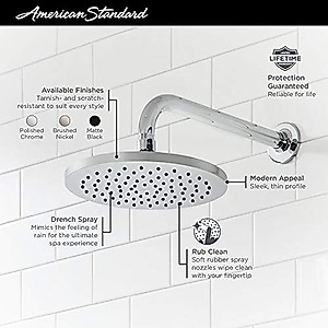 American Standard 1660527.243 Studio S 1-Spray 8 in. Single Wall Mount Fixed Rain Shower Head, Matte Black