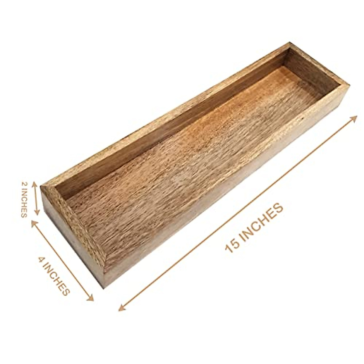 Handcrafted Rectangular Long Coffee Table Tray Wooden Serving Platter Trays Centerpiece for Housewarming Brown15 x 4 x 2 inches