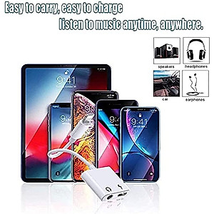 2 Pack Headphone Adapter for iPhone, Apple MFi Certified 2 in 1 Lightning to 3.5mm AUX Audio + Charger Port Splitter Dongle Adapter Compatible with iPhone 14/13/12/SE/11/Xs/XR/X/8/7 Support All iOS