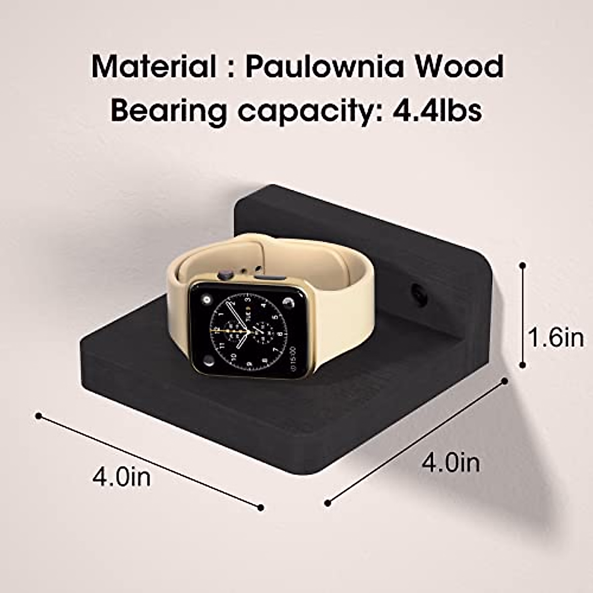 SRIWATANA Small Floating Shelves Wall Mounted, 4 Inch Wood Shelf for Decoration and Storage Set of 4, Mini Display Shelf for Bedroom, Bathroom, Kitchen, Office, Black