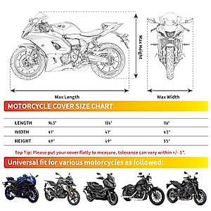 Wrypun Motorcycle Cover for Honda Goldwing 1100 1200 1500 1800 XXXL Outdoor Black+Red