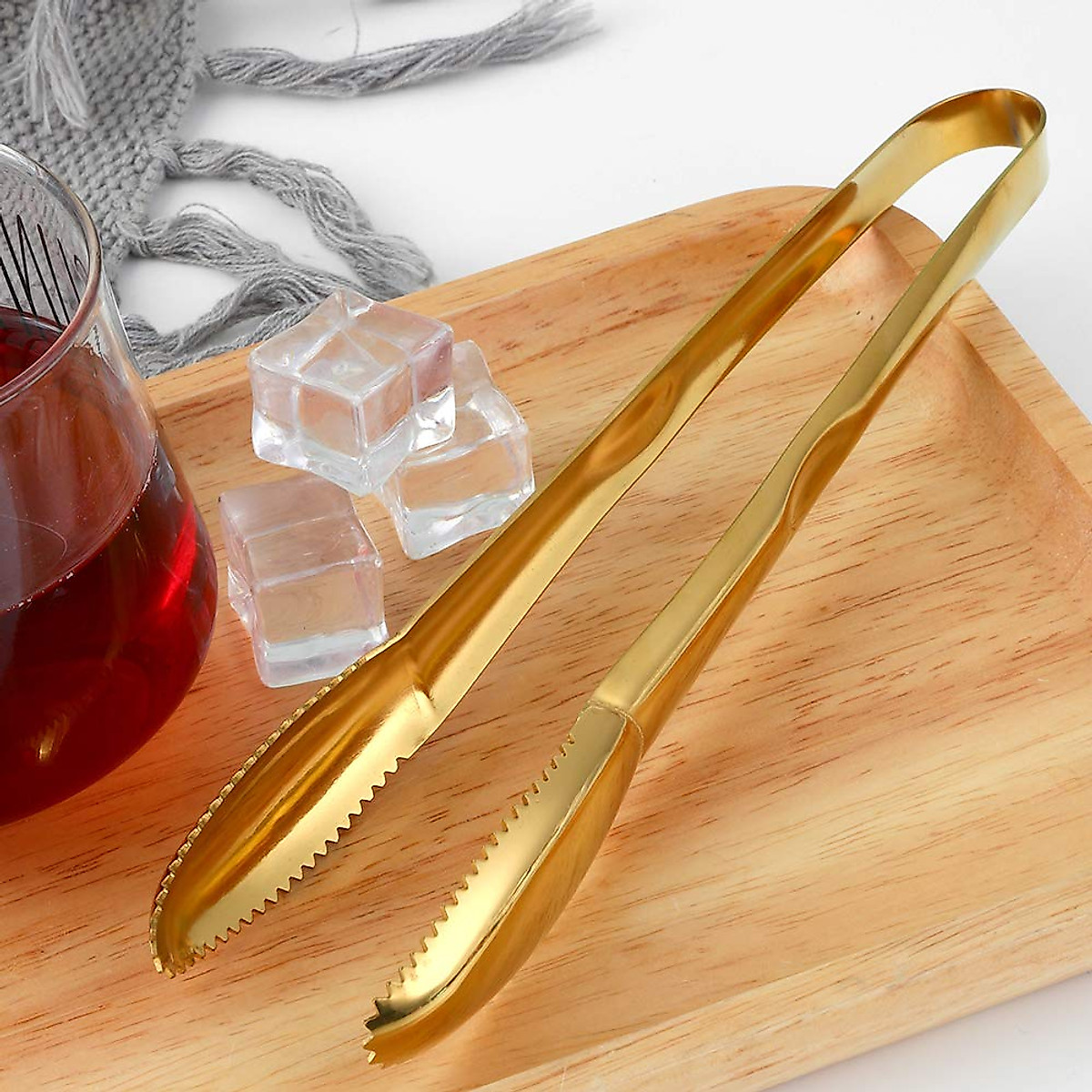 TUPMFG Serving Spoons Set - Stainless Steel Serving Utensils Includes Serving Spoons, Slotted Spoons, Tongs and Cake Server for Buffet Party Gold