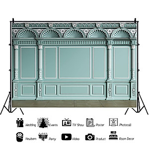Baocicco 15x10ft Ancient Palace Backdrops for Party Celandine Green Wall Background Royal Palace Pillars Columns Photography Backdrop Wedding Birthday Baby Shower Decorations Kids Graduate Photo