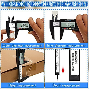 5 Pcs Digital Caliper 0 - 6 Inch Calipers Measuring Tool Electronic Digital Vernier Caliper with Large LCD Screen Shutdown Function, Reset Function, Inch and Millimeter Conversion