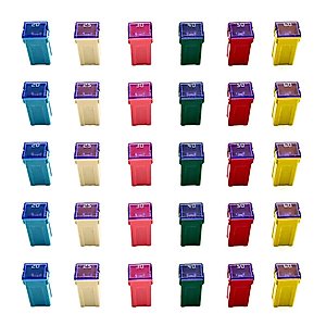 30 Pc Automotive Tall/Standard Profile JCASE Box Shaped Fuse Kit for Pickup Trucks, Cars and SUVs