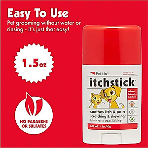 Petkin Anti Itch Stick for Pets - Simply Rub on Anytime to Provide Pain & Itching Relief for Dogs & Cats on Contact - Bitter Taste Stops Licking & Chewing - 1.5oz -Ideal for Home or Travel (2pk)