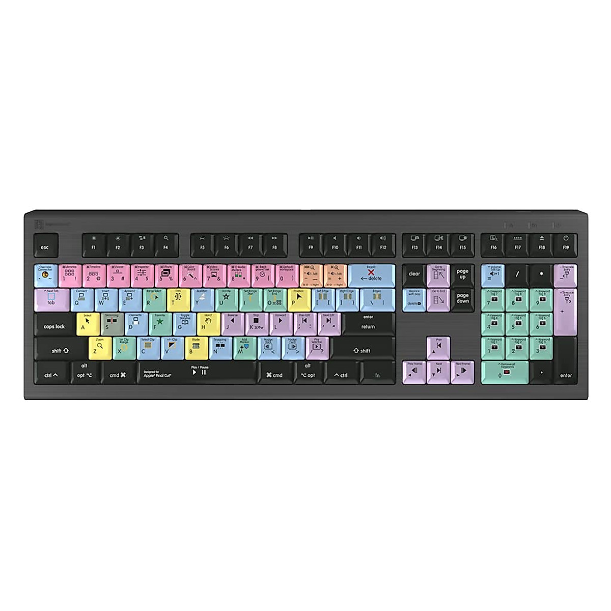 LogicKeyboard Mac Wired Backlit Keyboard Compatible with Final Cut Pro X- Astra Series- Part Number: LKBU-FCPX10-AMBH-US