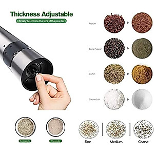 Stainless Steel Electric Salt And Pepper Grinder Set, Ceramic Grinding Blades, Automatic Grinder Shaker Battery Operated (2 Pack) Household